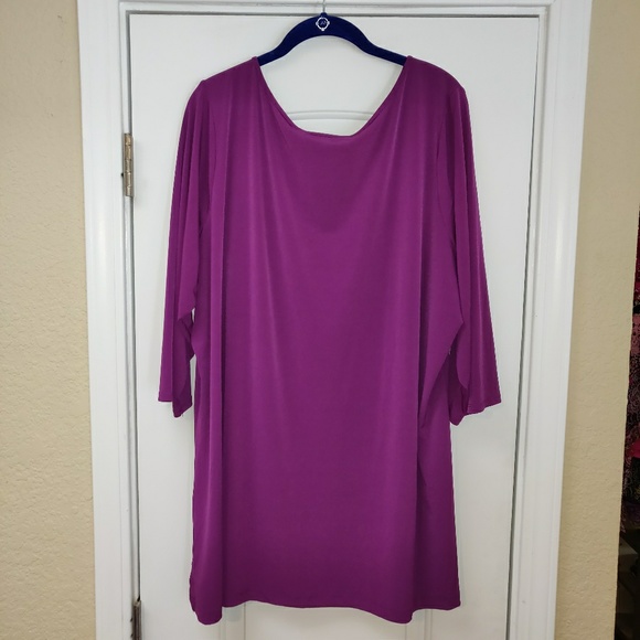 Susan Graver | Tops | Susan Graver Tunic Top With Origami Flower Trim ...